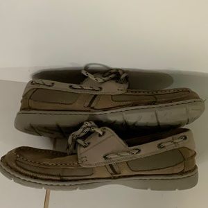 Clarks | Shoes | Clarks Mens Waterloo Boat Shoes Beige Leather Moc Toe ...